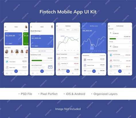 premium psd fintech mobile app ui kit