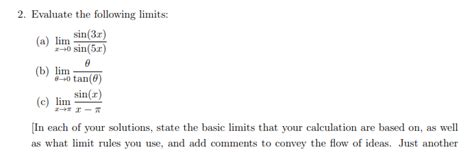 Solved Evaluate The Following Limits A Chegg Com