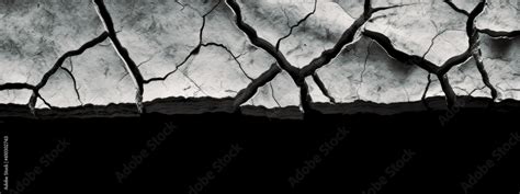 Black And White Cracked Concrete Texture Crushed Rocks Background In
