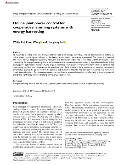 Pdf Online Joint Power Control For Cooperative Jamming Systems With