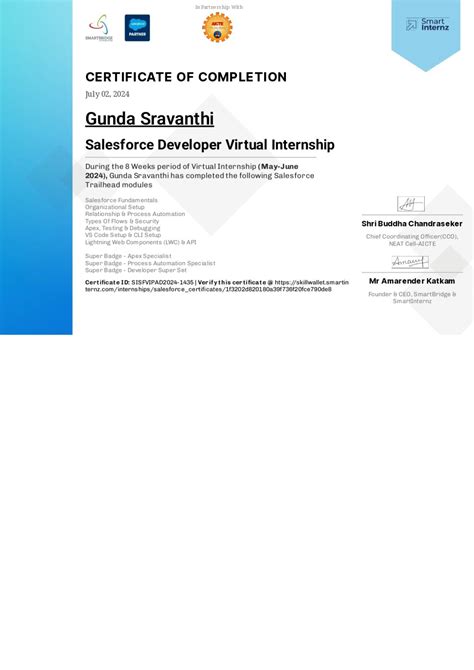 Gunda Sravanthi On Linkedin Salesforce Salesforcedeveloper Virtualinternship Techcareers…