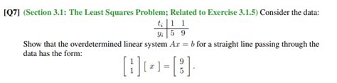 Solved Q7 Section 31 The Least Squares Problem Related