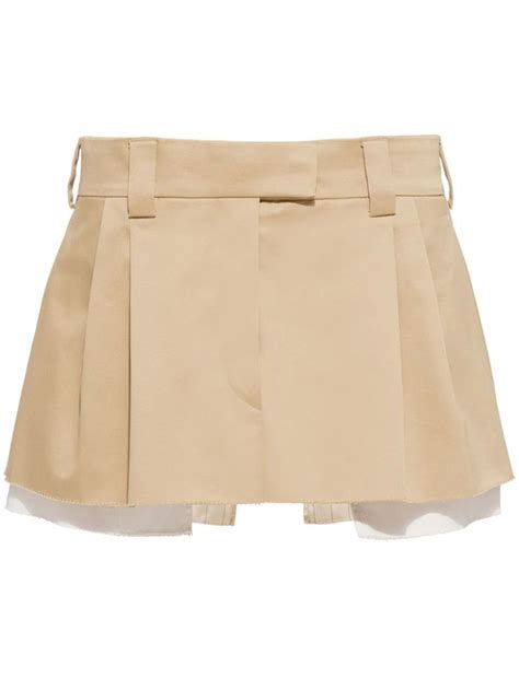 Miu Miu Embroidered Logo Chino Miniskirt Farfetch Mini Skirts