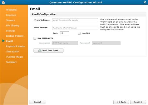Configuring Email For A Vmpro Appliance