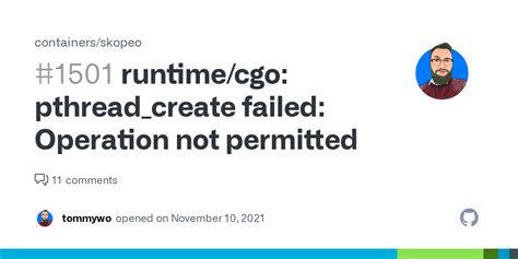 Runtimecgo Pthreadcreate Failed Operation Not Permitted · Issue 1501 · Containersskopeo