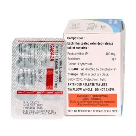 Pentoxifylline Er Tab 400mg At Rs 1120strip Of 10 Tablets In Nagpur