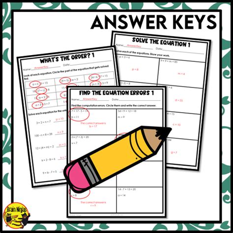 Solving Equations Order Of Operations With Brackets Math Worksheets Brainninjas