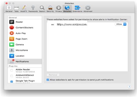 Web Push Notifications Verizon Intenet Support