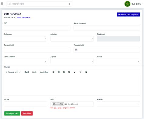 Aplikasi E Cuti Pegawai Dengan Framework Codeigniter PHP Dan MySQL