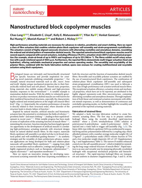 Pdf Nanostructured Block Copolymer Muscles