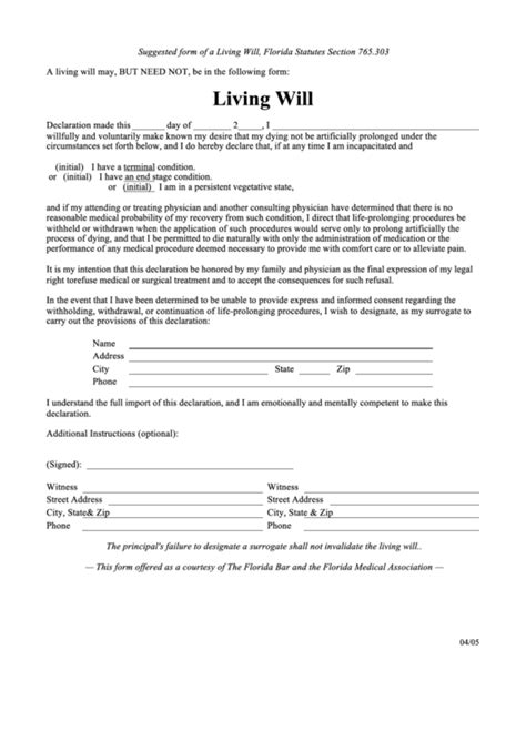 Top 8 Living Will Form Florida Templates Free To Download In Pdf Format