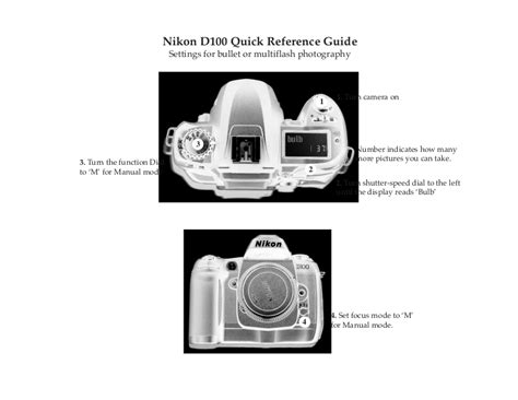 Nikon D100 Quick Reference Guide