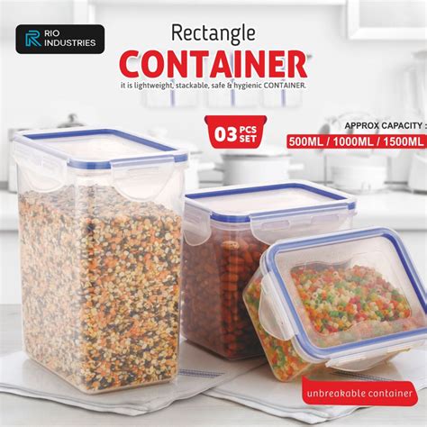 Rio Industries Rectangular Container 500ml 1000ml 1500ml
