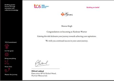 Mannu Singh On Linkedin Xcelerate Tcs Tcsgems