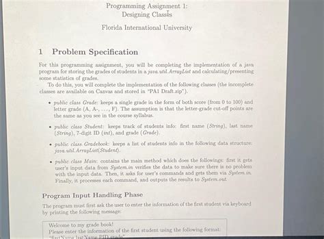 Solved Programming Assignment 1designing Classesflorida