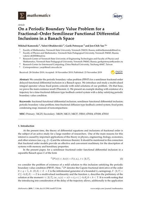 Pdf On A Periodic Boundary Value Problem For A Fractionalorder Semilinear Functional