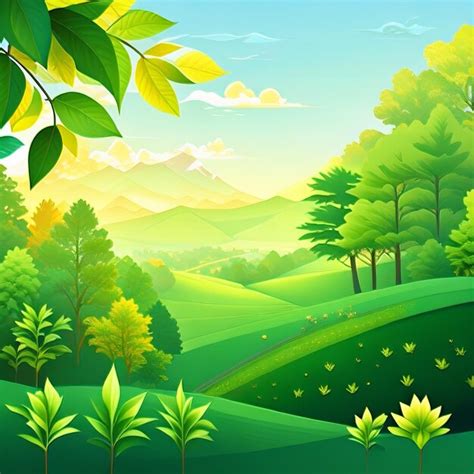 Green Nature Cartoon Style Images Free Download On Freepik