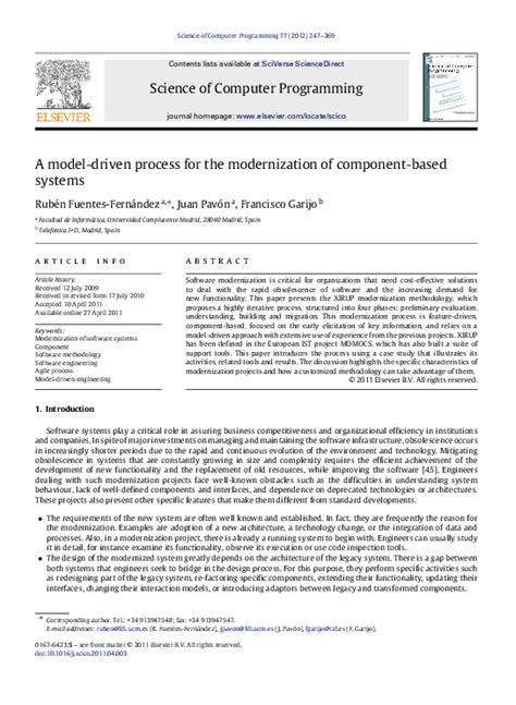 Pdf A Model Driven Process For The Modernization Of Component Based