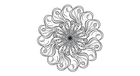 A Circular Mandala With Swirling Spiral Arms Curved Lines And Nested Arcs Radiating From The