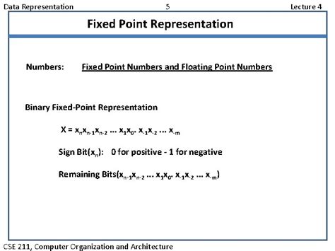 data representation 1 overview introduction data representation fixed