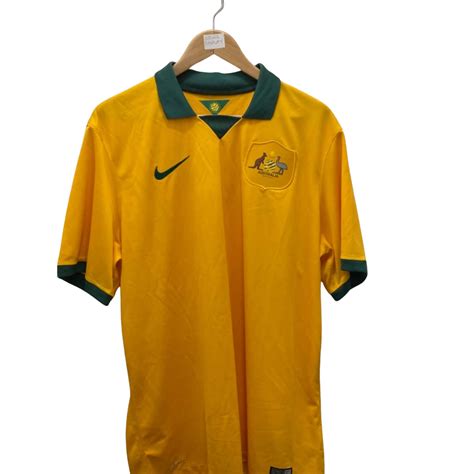 Nike Mens Size Xl Green Yellow Australian 2014 World Cup Football Jersey