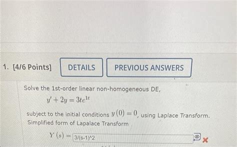solved 1 [4 6 points] solve the 1st order linear