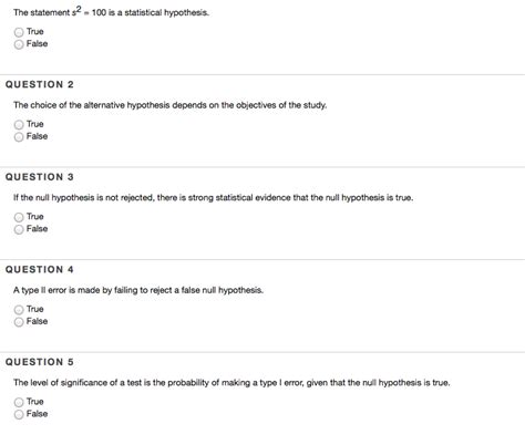 Solved The Statement S Is A Statistical Hypothesis True