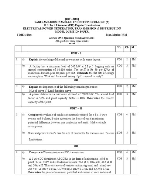 Electrical Power Generation Transmission And Distribution R19 Model