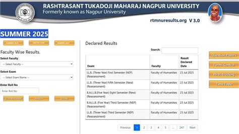 Rtmnu Result 2025 Check Ll B B A Ll B And B Tech Results Online At