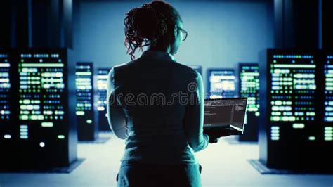 Worker Runs Code In Data Center Stock Video Video Of Databases