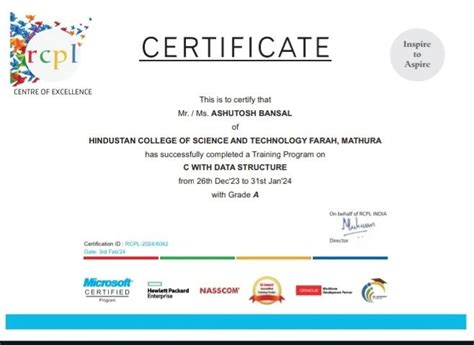 Cprogramming Datastructures Certificate Achievementunlocked Ashutosh Bansal