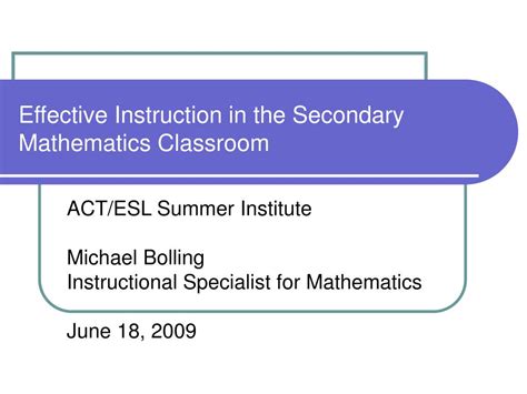 ppt effective instruction in the secondary mathematics classroom