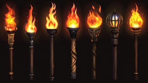 Animated Illustration Of A Flameilluminated Ancient Torchlight Antique