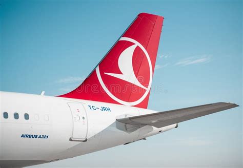 Turkish Airlines Planes Tail Assembly On A Sunny Day Editorial Stock