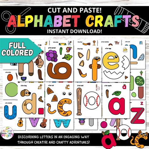 26 Printable Lowercase Alphabet Crafts Full Color Cut And Paste