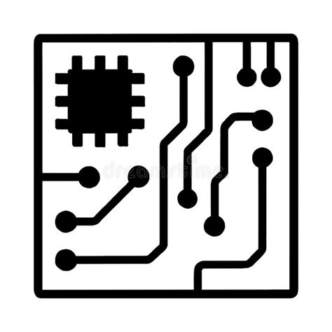 Printed Circuit Board Pcb Layout With Microchip Representation Of Electronic Components Stock