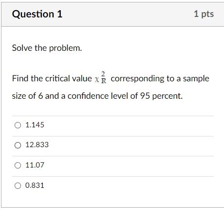 Solved Question 1 1 Pts Solve The Problem Find The Critical Chegg Com