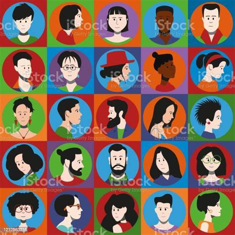 Set Of Cartoon Characters Cool Avatars Icons Flat Design Men And Women