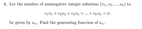solved 6 let the number of nonnegative integer solutions