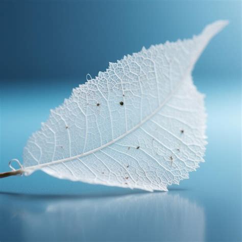 Premium Photo Beautiful White Skeletonized Leaf On Light Blue
