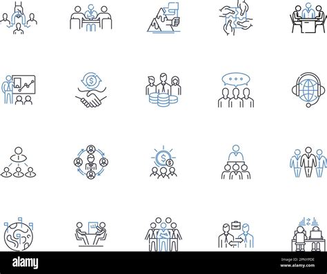 Cooperation Line Icons Collection Unity Teamwork Collaboration Partnership Alliance