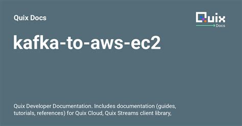 Kafka To Aws Ec2 Quix Docs