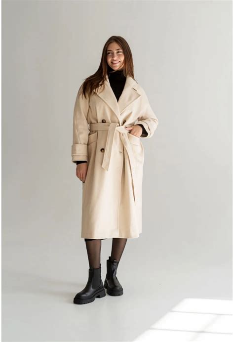 Бежеве кашемірове пальто подовжене купити у українського виробника Maritel ціна фото 711380