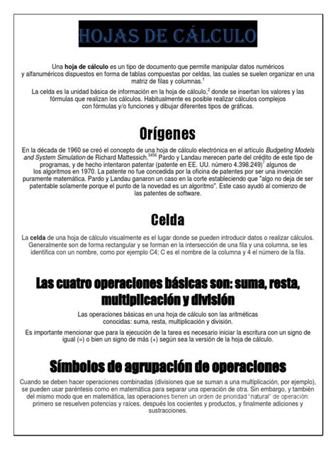 Hojas De Calculo Pdf Hoja De Cálculo Programación De Computadoras