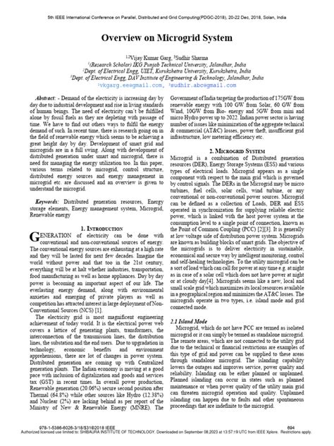 overview on microgrid system pdf distributed generation