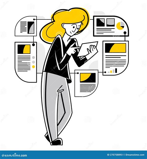 Data Systematization Collecting And Analyzing Information Woman Intellectual Worker Making