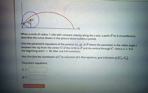 Solved When A Circle Of Radius 1 Rolls With Constant Velocity Along