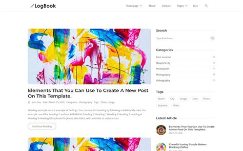 Logbook Blog Template Collect Beautiful Themes Now