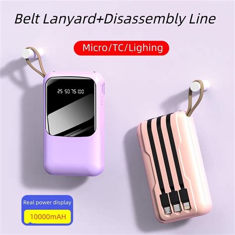 Powerbank Mah Built In Usb Cables Fast Charging Digital Led Display Portable Power Bank