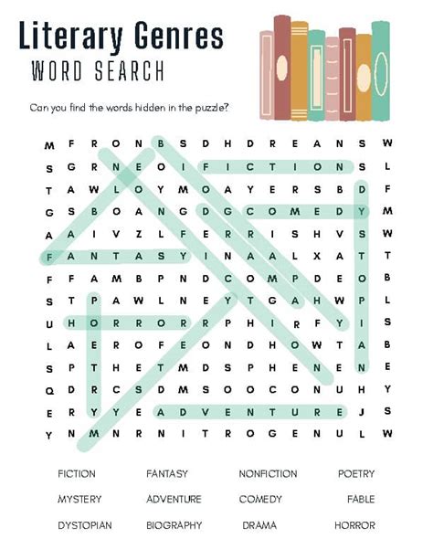 Literary Genres Word Search With Answer Key By Emma Philipps Tpt